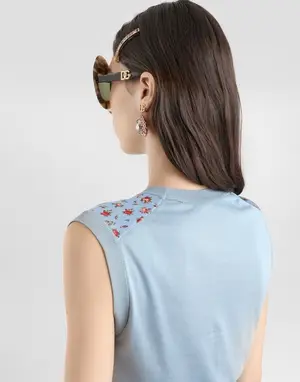 Dolce & Gabbana Small Rose-print Silk Tank Top Sweaters And Cardigans
