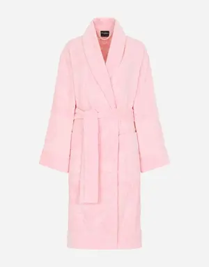 Dolce & Gabbana Bath Robe In Terry Cotton Jacquard Monochrome Bathrobes - Multicolor