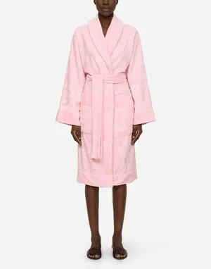 Dolce & Gabbana Bath Robe In Terry Cotton Jacquard Monochrome Bathrobes