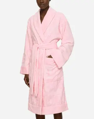 Dolce & Gabbana Bath Robe In Terry Cotton Jacquard Monochrome Bathrobes