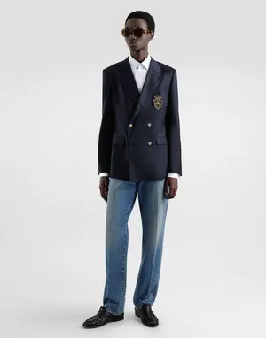Dolce & Gabbana Double-breasted Wool Jacket With Patch Suits And Blazers