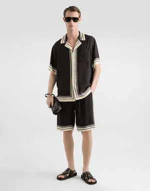 Dolce & Gabbana Logo And Stripe-print Silk Bermuda Shorts - Multicolor
