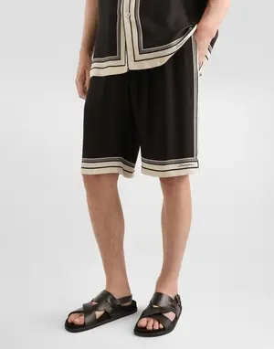 Dolce & Gabbana Logo And Stripe-print Silk Bermuda Shorts - Multicolor
