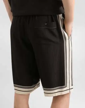 Dolce & Gabbana Logo And Stripe-print Silk Bermuda Shorts - Multicolor