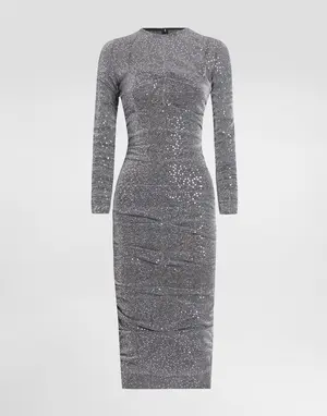 Dolce & Gabbana Sequined Draped Calf-length Dress Dresses