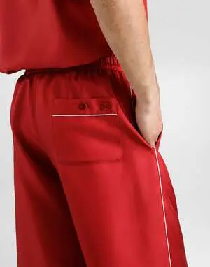 Dolce & Gabbana Silk Twill Jogging Pants With Dg Embroidered Patch - Red