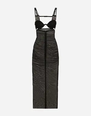 Dolce & Gabbana Majolica- Organzine Long Dress - Black