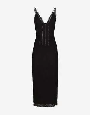 Dolce & Gabbana Majolica- Organzine Long Dress - Black