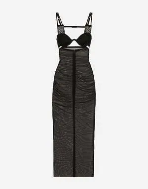 Dolce & Gabbana Majolica- Organzine Long Dress - Black