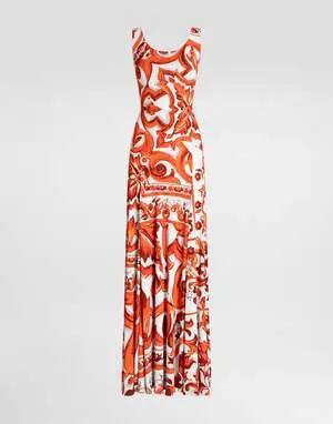 Dolce & Gabbana Majolica- Organzine Long Dress - Multicolor