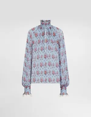 Dolce & Gabbana Chiffon Blouse With Floral Print - Multicolor