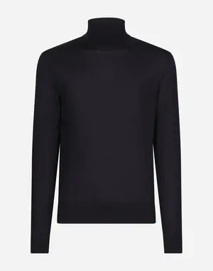 Dolce & Gabbana Cashmere And Silk Turtle-neck Sweater Sweaters And Cardigans Cashmere - Blue