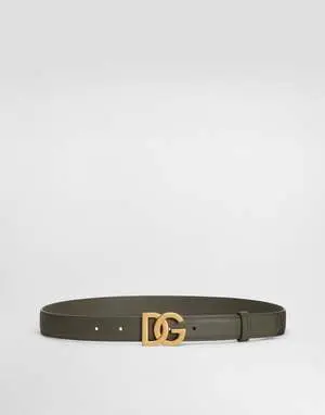 Dolce & Gabbana Calfskin Belt With Dg Logo Belts Leather - Green