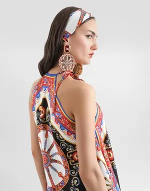 Dolce & Gabbana Carretto-print Halter Neck Twill Top - Multicolor