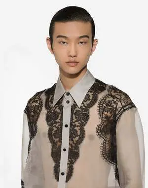 Dolce & Gabbana Silk Shirt With Embroidery Shirts Gray