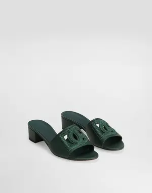 Dolce & Gabbana Dauphine Calfskin And Suede Mule With Rhinestone Embellishment - Multicolor