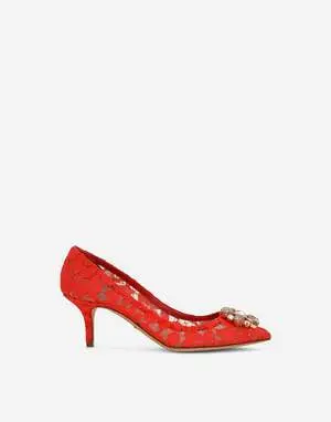 Dolce & Gabbana Pump In Taormina Lace With Crystals Pumps And Slingback Lace - Red