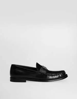 Dolce & Gabbana Brushed Calfskin Loafers With Dg Logo - Black