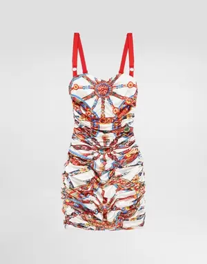 Dolce & Gabbana Carretto-print Satin Dress Dresses - Multicolor