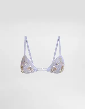 Dolce & Gabbana Striped Poplin Bra With Embroidery Underwear - Multicolor