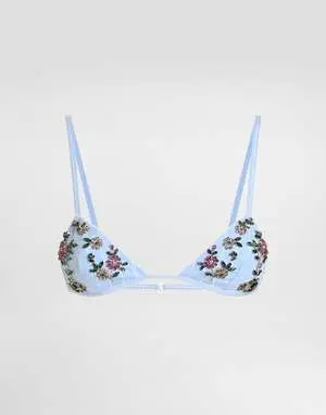 Dolce & Gabbana Striped Poplin Bra With Embroidery Underwear - Multicolor