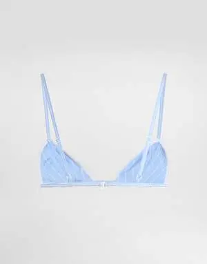 Dolce & Gabbana Striped Poplin Bra With Embroidery Underwear