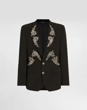 Dolce & Gabbana Single-breasted Jacket With Jewel Embellishts Suits And Blazers - Black