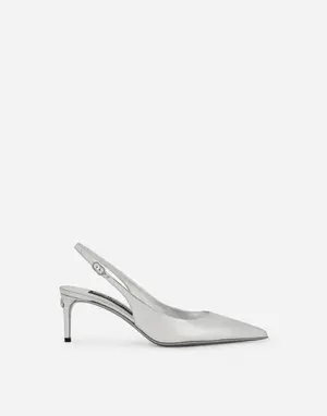 Dolce & Gabbana Mirrored Calfskin Slingback Pumps - Silver