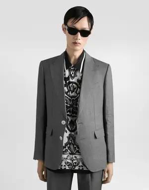 Dolce & Gabbana Sicilia Single-breasted Jacket In Washed Linen Suits And Blazers