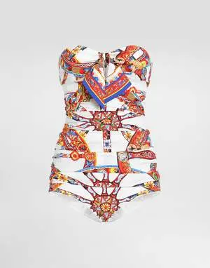 Dolce & Gabbana Carretto-print Charmeuse Top Shirts And Tops - Multicolor