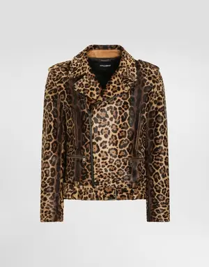 Dolce & Gabbana Calfskin Biker Jacket Coats And Jackets Multi-colored - Multicolor