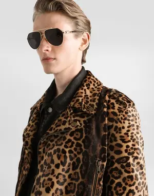 Dolce & Gabbana Calfskin Biker Jacket Coats And Jackets Multi-colored