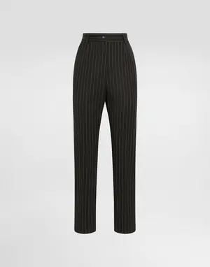 Dolce & Gabbana High-waisted Pinstripe Twill Pants Pants And Shorts Wool - Multicolor