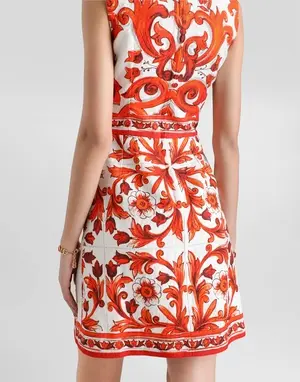 Dolce & Gabbana Majolica-print Poplin Short Dress