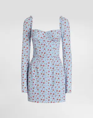 Dolce & Gabbana Small Rose-print Short Charmeuse Dress Dresses - Multicolor