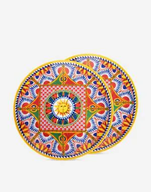 Dolce & Gabbana Set 2 Porcelain Dinner Plates Flat Plates - Multicolor