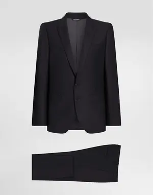 Dolce & Gabbana Single-breasted Suit In Wool And Silk Suits And Blazers Fabric - Blue