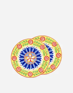 Dolce & Gabbana Set 2 Bread Plates In Fine Porcelain Bread Plates - Multicolor