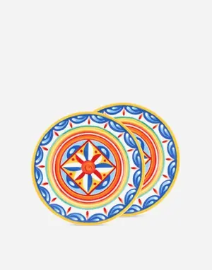Dolce & Gabbana Set 2 Bread Plates In Fine Porcelain Bread Plates - Multicolor