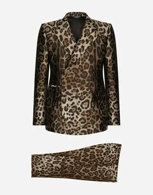 Dolce & Gabbana Double-breasted Leopard-design Jacquard Sicilia-fit Suit Suits And Blazers Multi-colored Fabric - Multicolor