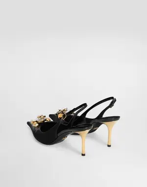 Dolce & Gabbana Patent Leather Slingback Pumps With Embellishment