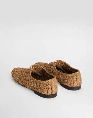 Dolce & Gabbana Woven Raffia Derby Shoes Lace-ups - Beige