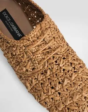 Dolce & Gabbana Woven Raffia Derby Shoes Lace-ups - Beige