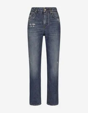 Dolce & Gabbana Boyfriend Jeans In Medium Blue Denim Denim And Jeans Multi-colored Cotton - Multicolor