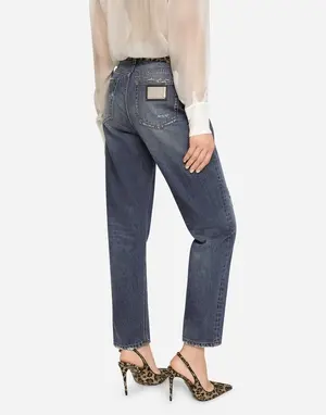 Dolce & Gabbana Boyfriend Jeans In Medium Blue Denim