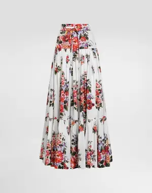 Dolce & Gabbana Flower Bouquet-print Poplin Long Skirt Skirts - Multicolor