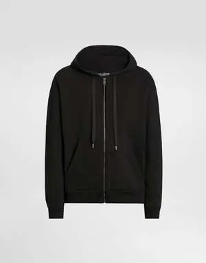 Dolce & Gabbana Brushed Hooded Sweatshirt Sweatshirts - Black
