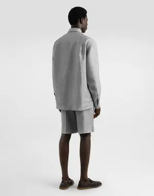 Dolce & Gabbana Washed Linen Canvas Shirt Shirts Gray - Grey