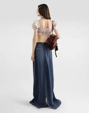 Dolce & Gabbana Rose-print Poplin Cropped Top