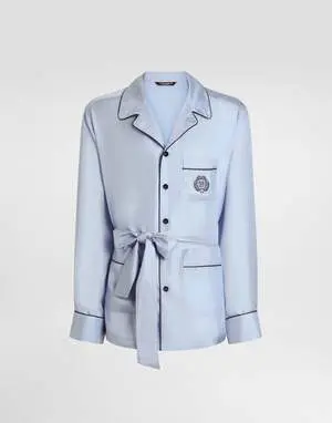 Dolce & Gabbana Silk Twill Robe Underwear And Loungewear Light Blue - Azure